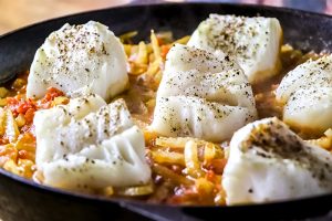 Baked Cod with Tomatoes, Fennel & Onions Recipe